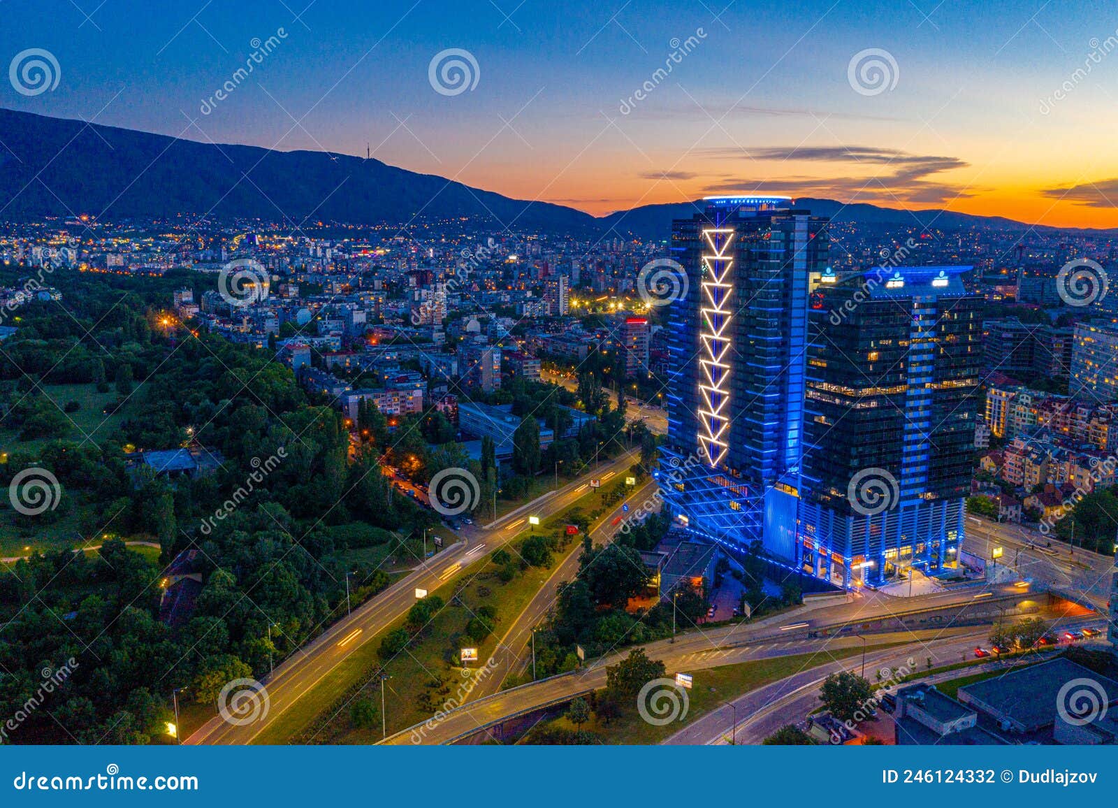 Sofia, Bulgaria, July 1, 2020: Sunset Aerial View of Downtown so ...