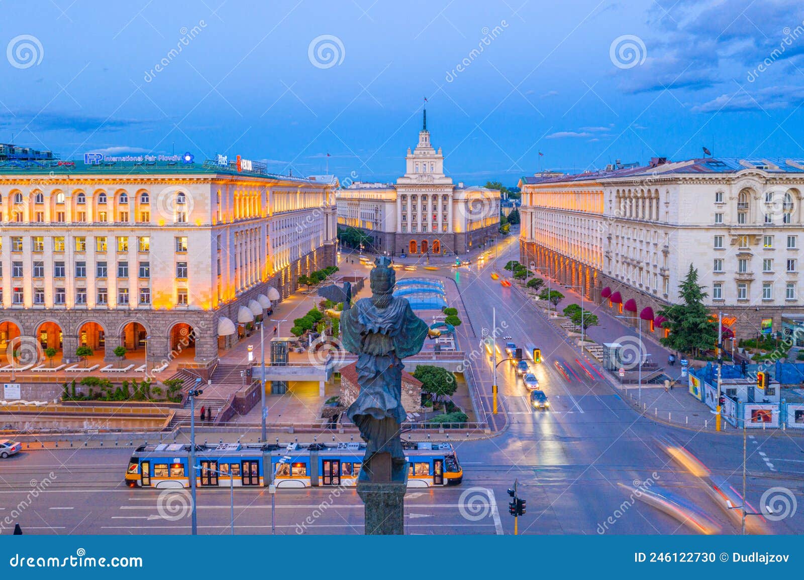 Sofia, Bulgaria, June 3, 2020: Sunset View of Largo Square in so ...