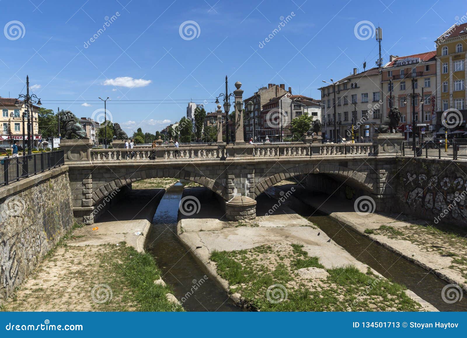 Panoramic View of Lion`s Bridge Over Vladaya River, Sofia, Bulgaria ...