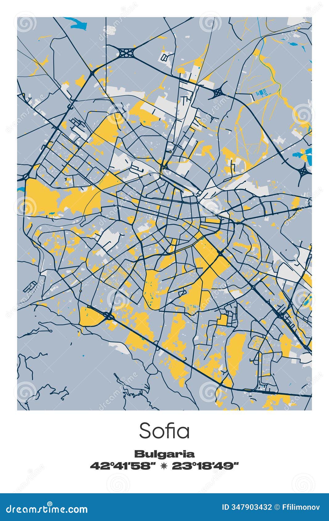 Sofia Map. Detailed Map Of Sofia City Administrative Area. Cityscape Urban Panorama Cartoon ...