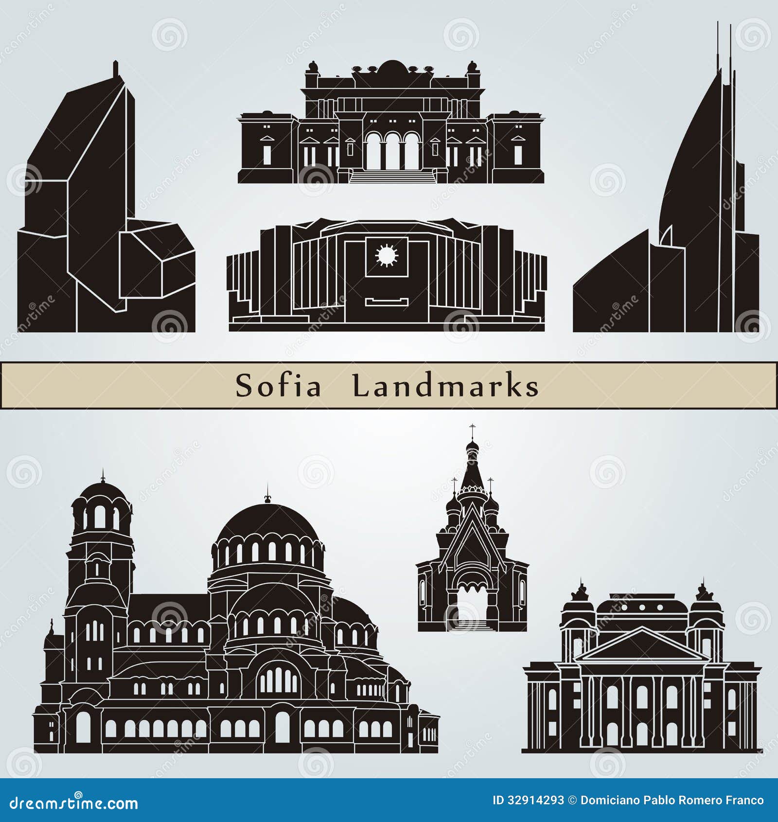 Sofia Landmarks and Monuments Stock Vector - Illustration of metropolis, skyscraper: 32914293