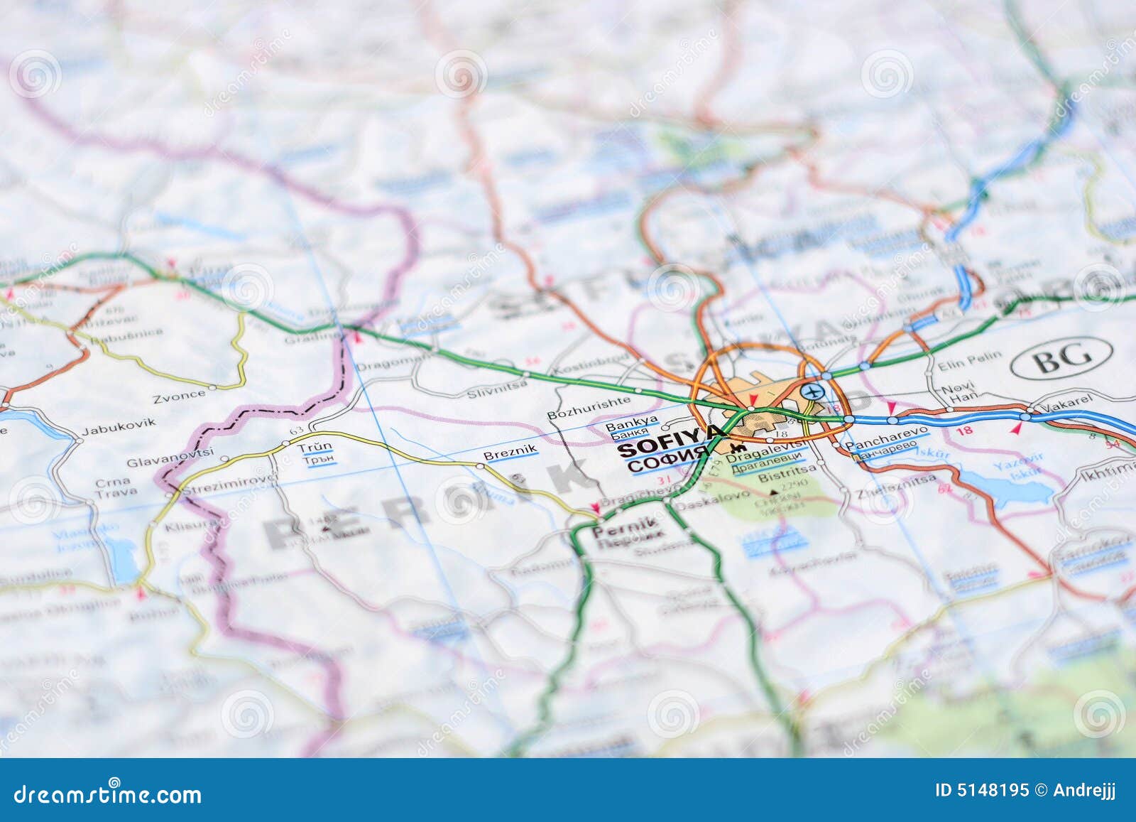 Sofia on map stock image. Image of binding, transport - 5148195