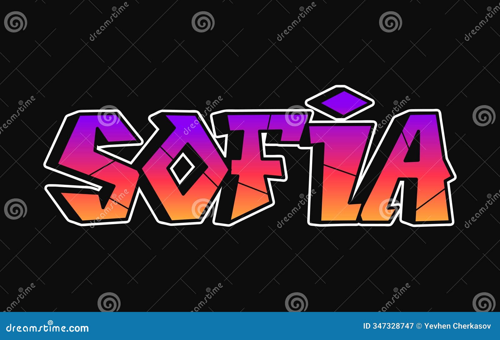 Sofia - Single Word, Letters Graffiti Style. Bulgaria. Vector Hand ...