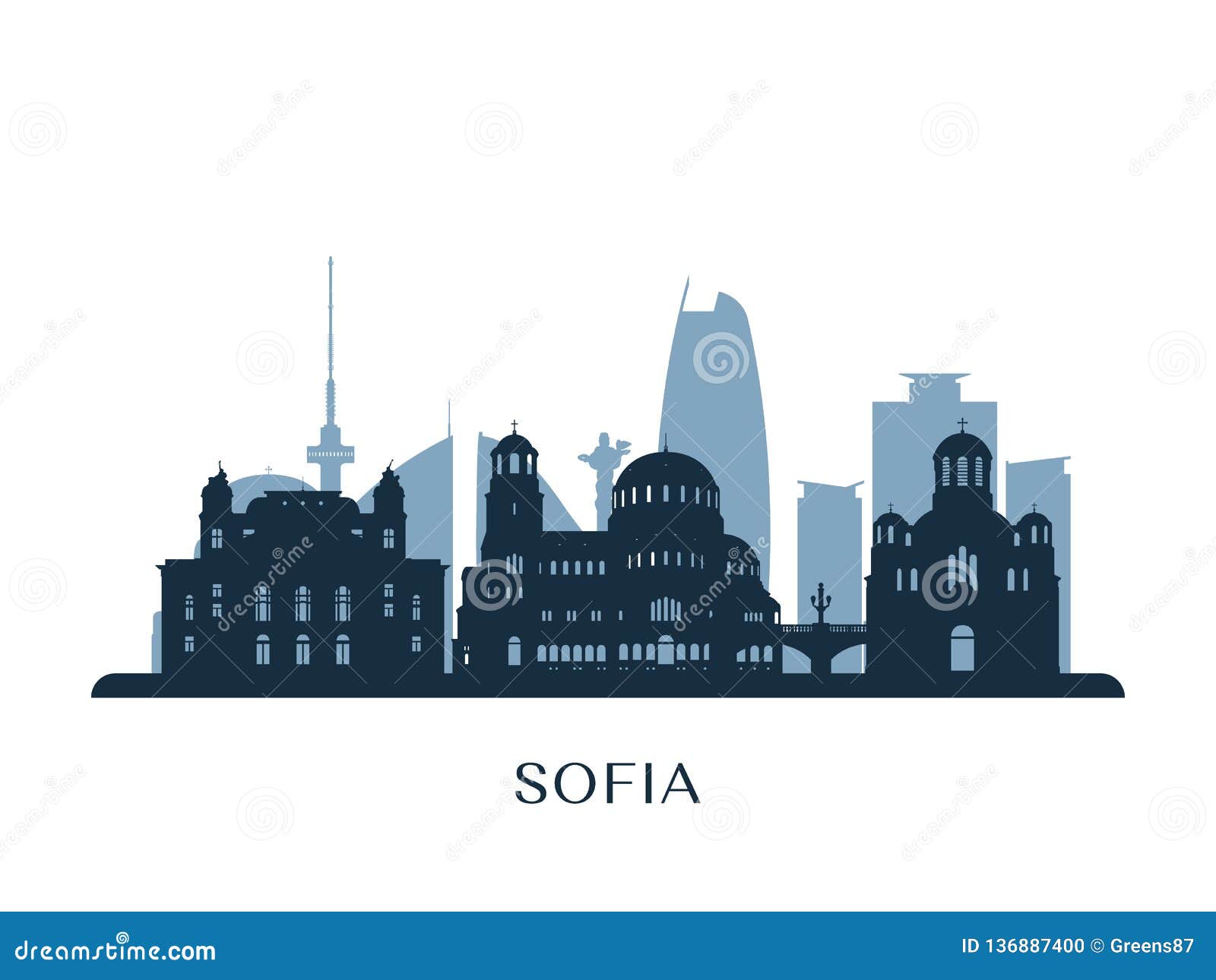 Sofia Silhouette Skyline. Bulgaria - Sofia Vector City, Bulgarian Linear Architecture, Buildings ...