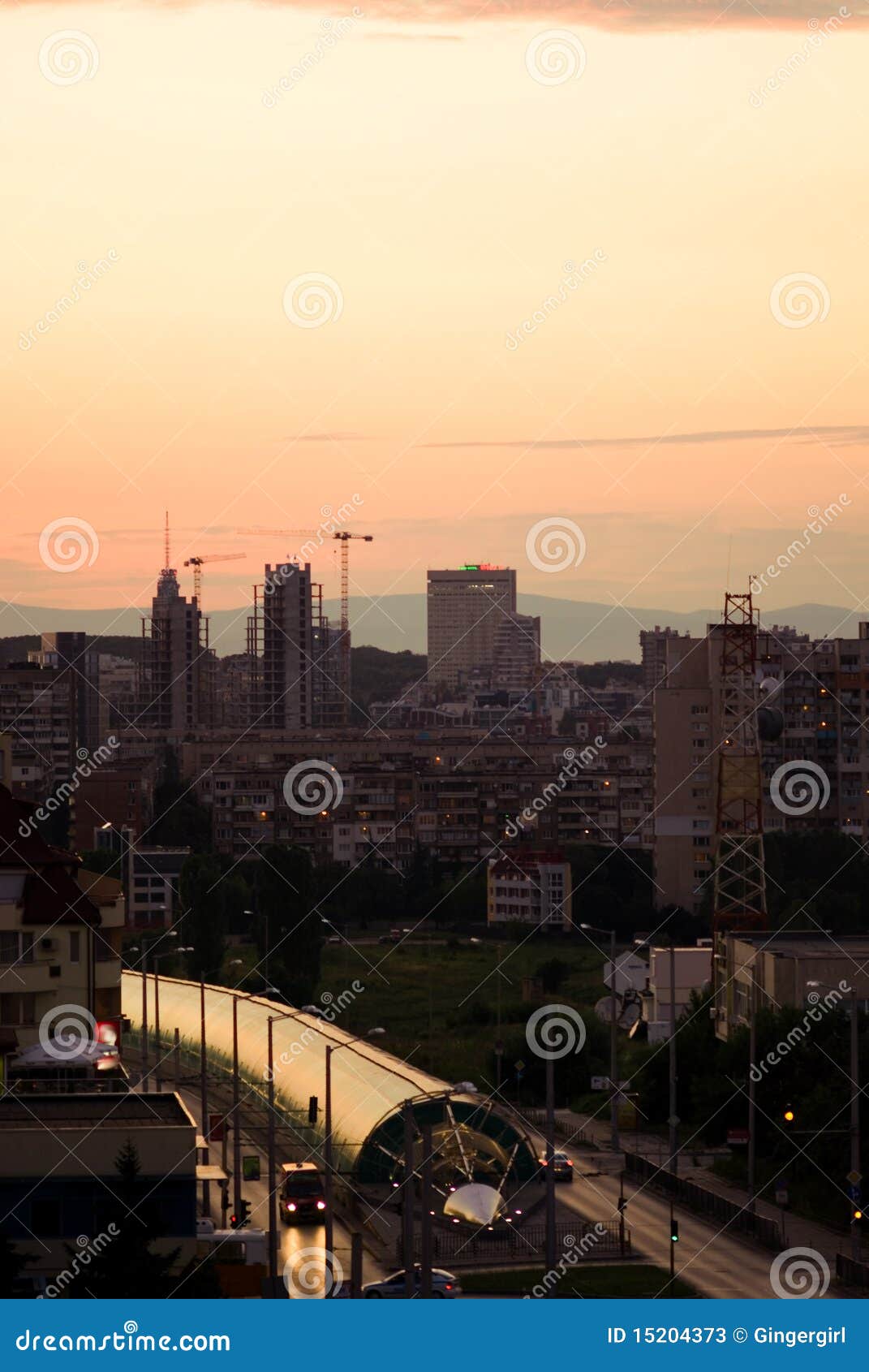 Sofia streets on sunset stock image. Image of building - 15204373