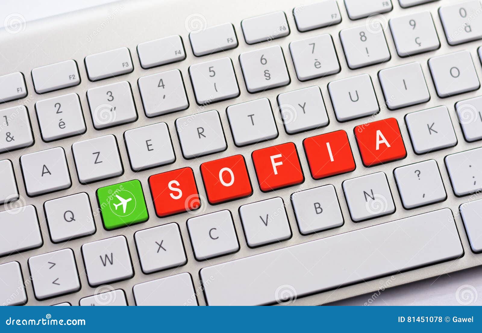 SOFIA Writing on White Keyboard with a Aircraft Sketch Stock Photo ...