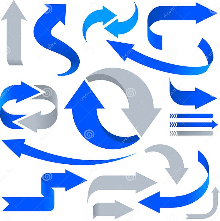 Soft Arrows Collection in Blue and Gray Stock Illustration ...