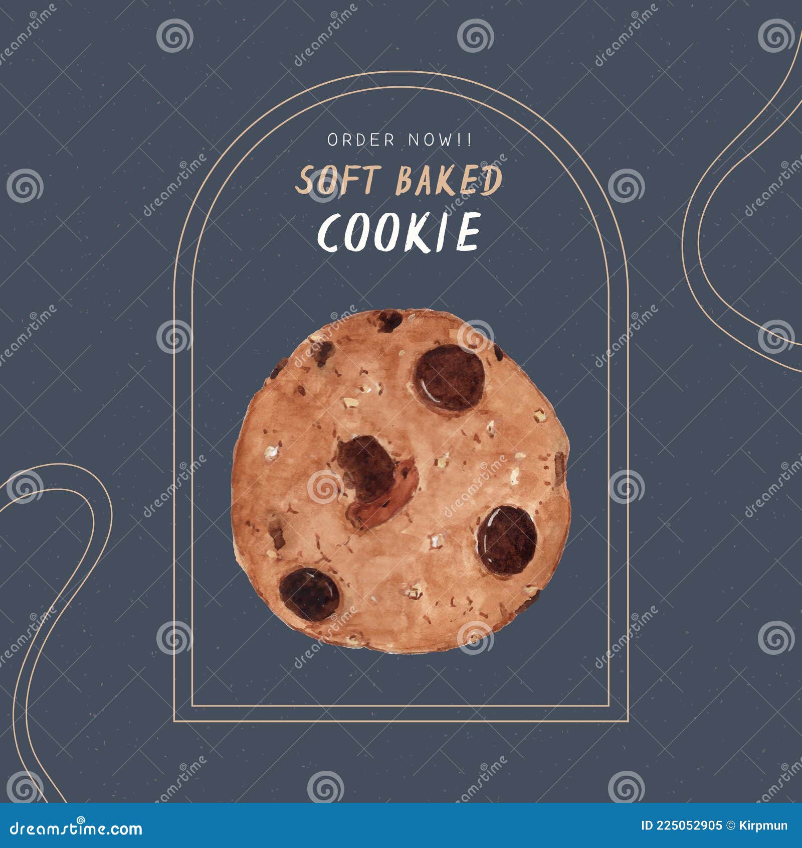 Soft Baked Cookie, Hand Draw Water Color Vector Stock Vector ...