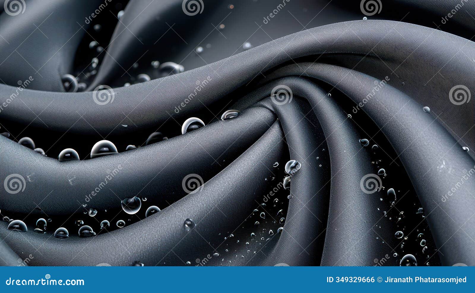 Soft Black Fabric with Water Droplets, Showcasing Self Cleaning Surface ...