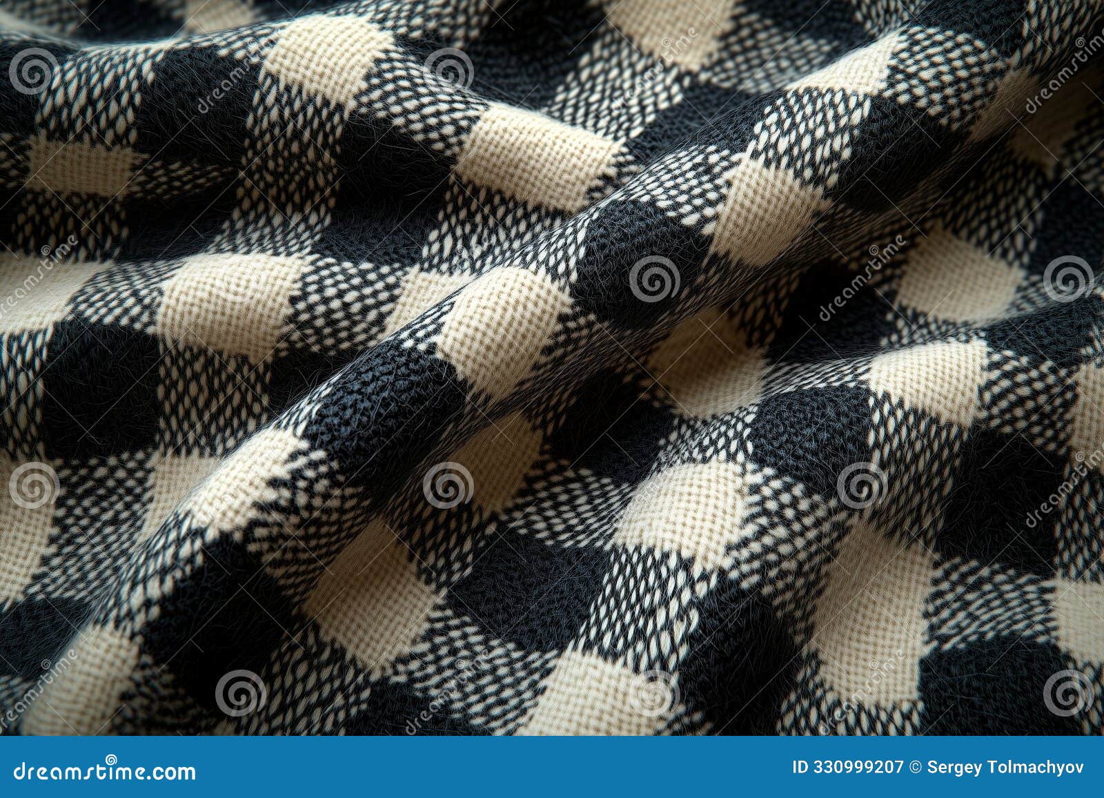 Soft Black and White Checkered Fabric Draped Elegantly on a Surface ...
