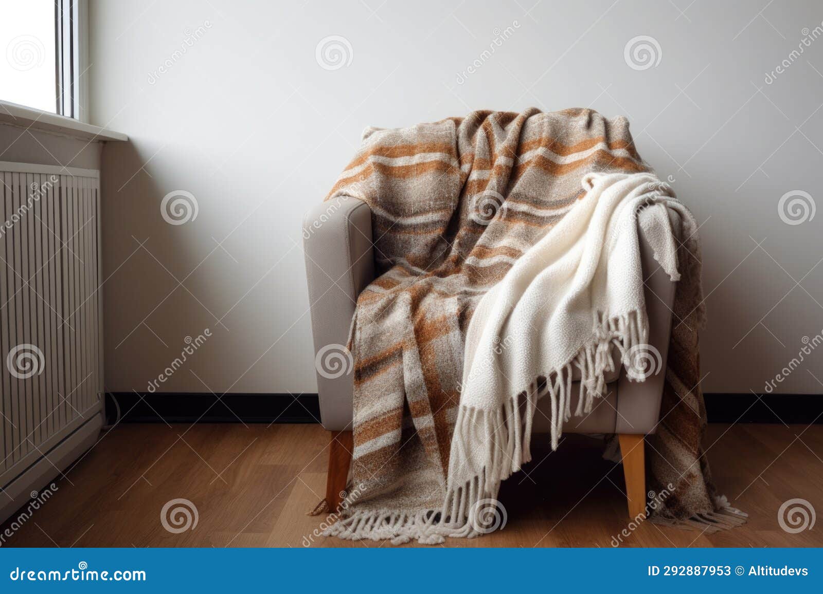 A Soft Blanket Draped Over a Single Chair Stock Image - Image of soft ...