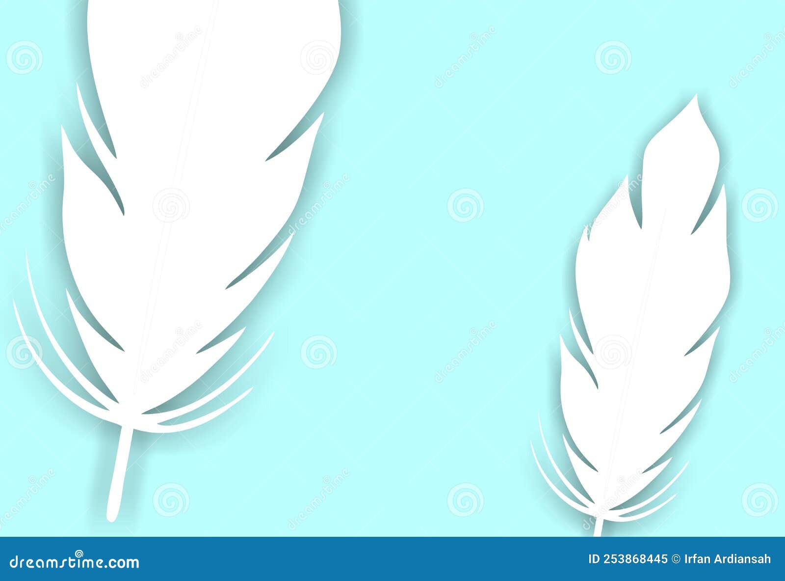 Soft Blue Background with Bird Feather Decoration Stock Illustration ...