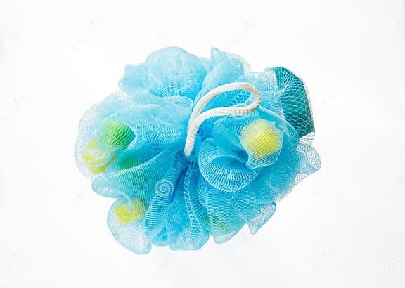 Soft Blue Bath Puff or Sponge Stock Image - Image of puff, treatment ...