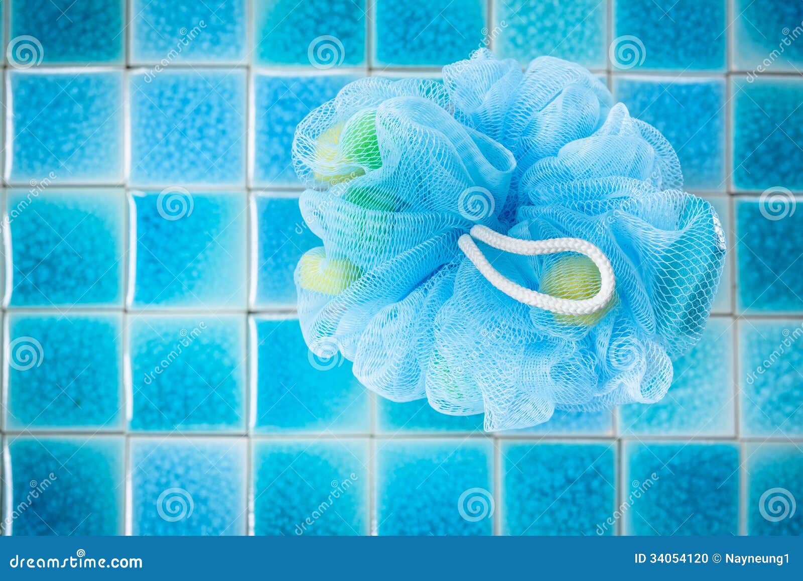 Soft Blue Bath Puff or Sponge Stock Photo - Image of toiletries, blue ...