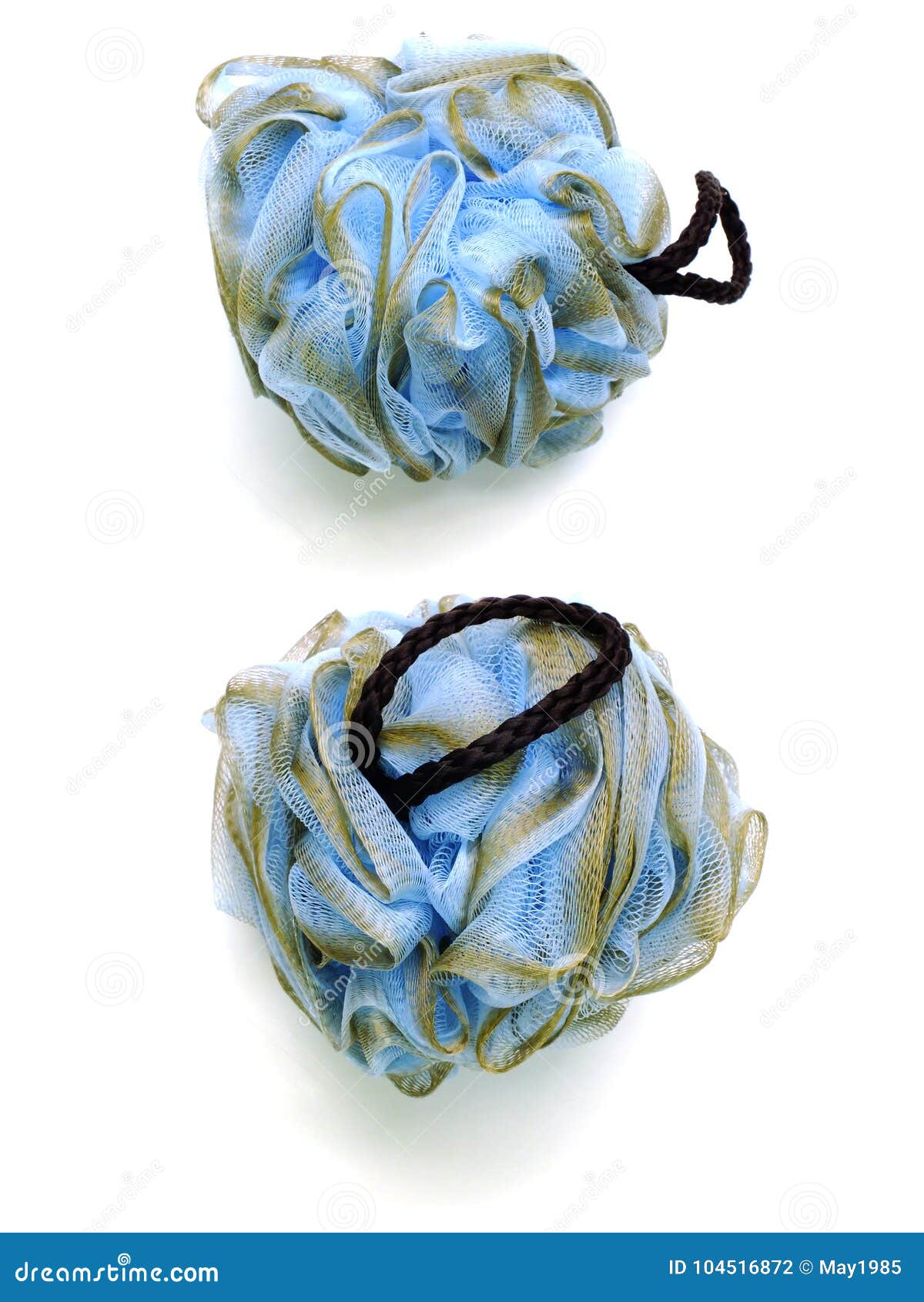 Soft Blue Bath Puff or Sponge on White Background; Stock Photo - Image ...