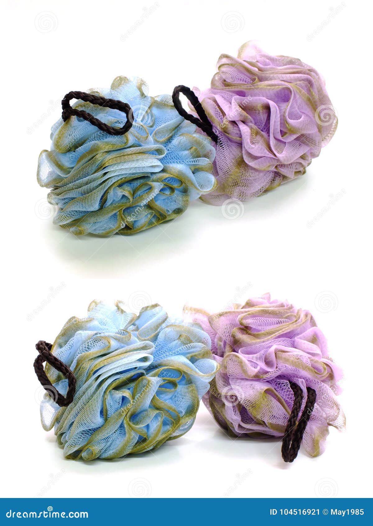 Soft Blue Bath Puff or Sponge on White Background; Stock Image - Image ...