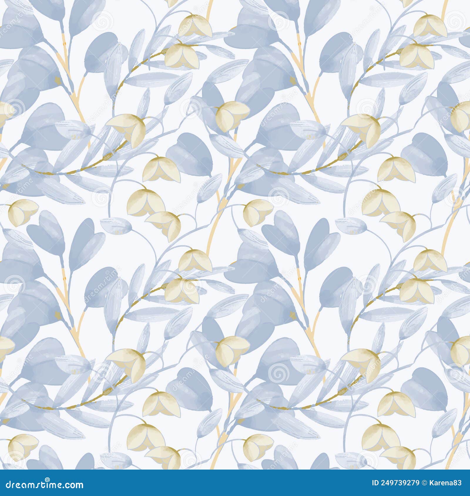 Soft Blue Botanical Pattern Vector Print Background Stock Vector ...