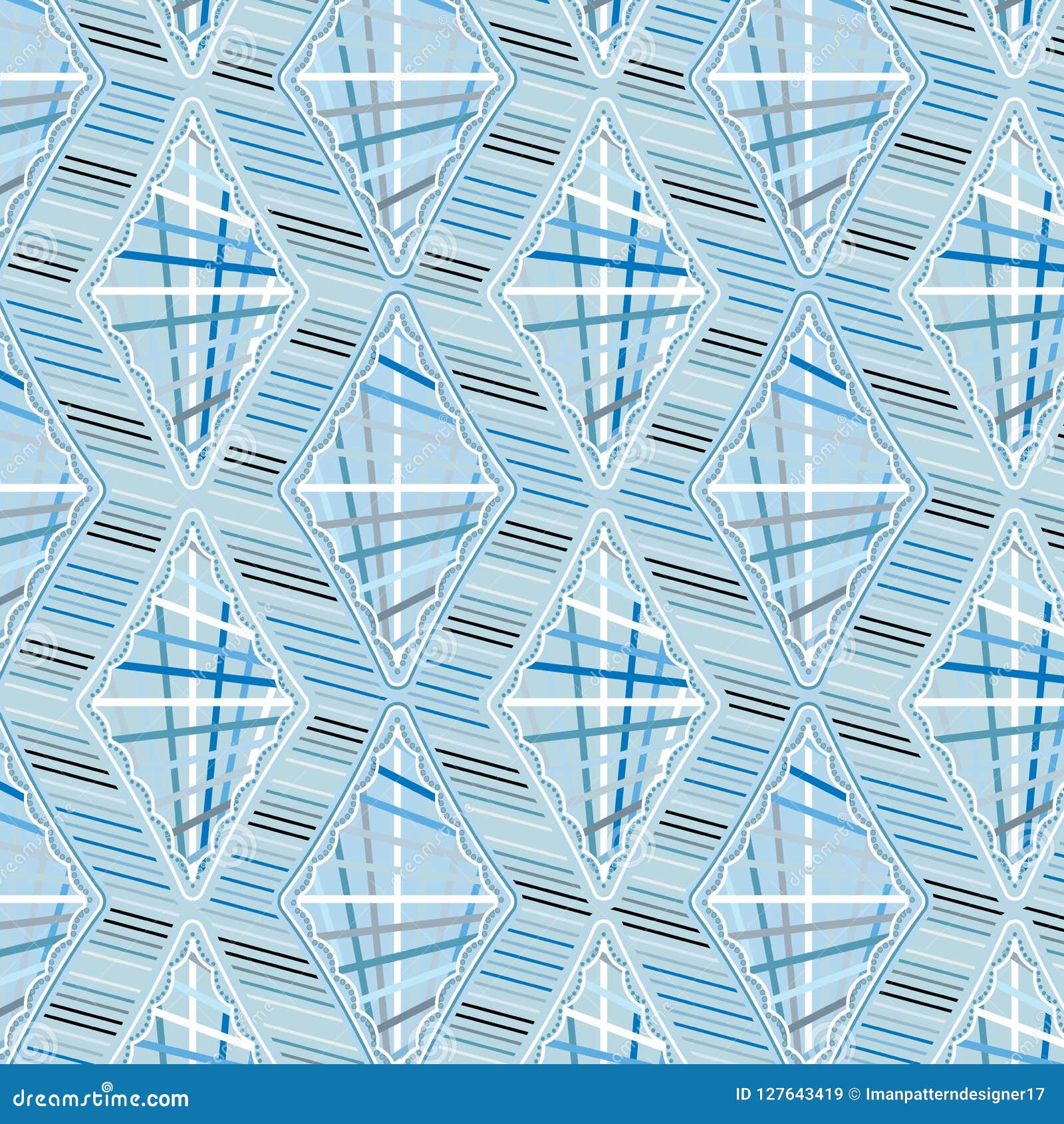Soft Blue Diamonds and Stripes Seamless Pattern Stock Vector ...