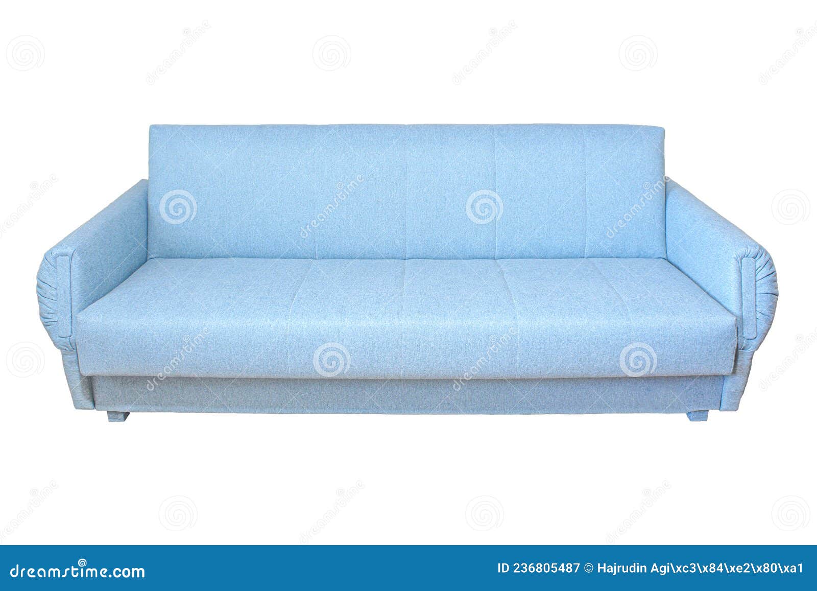 Soft Blue Empty Sofa Isolated on White Background. Classic Couch Stock ...