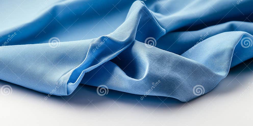 Soft Blue Fabric Drapes Elegantly Over a Smooth Surface. the Delicate ...