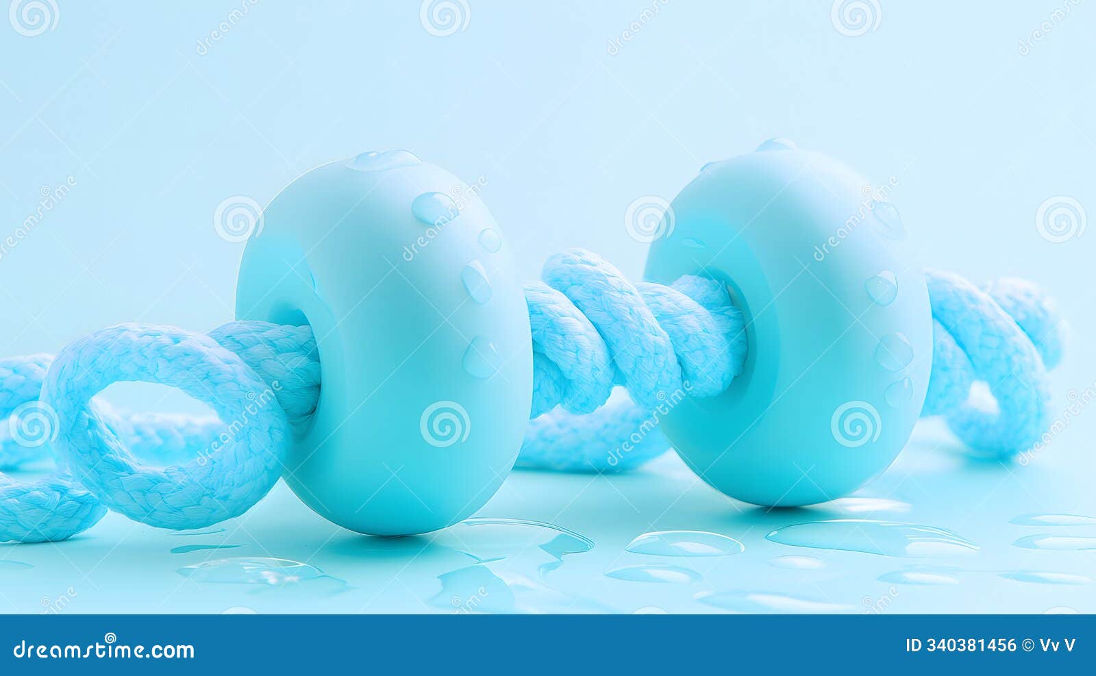 Soft Blue Floatation Devices on a Knotted Rope Stock Photo - Image of ...