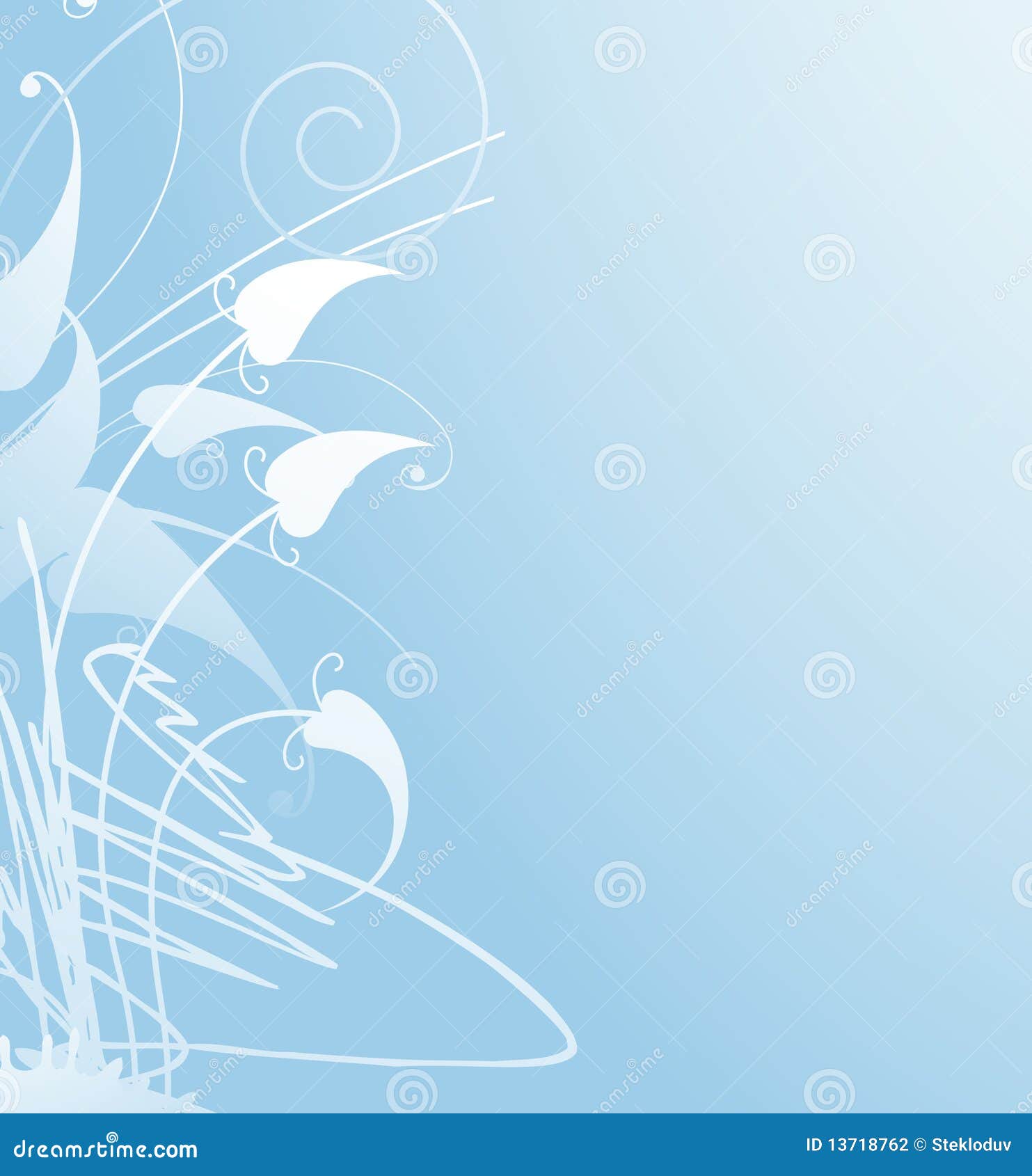 Soft Blue Floral Background Stock Vector - Illustration of frame ...