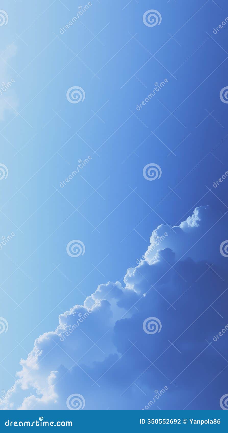 Soft Blue Gradient Sky with Billowing Clouds Creating a Peaceful Scene ...