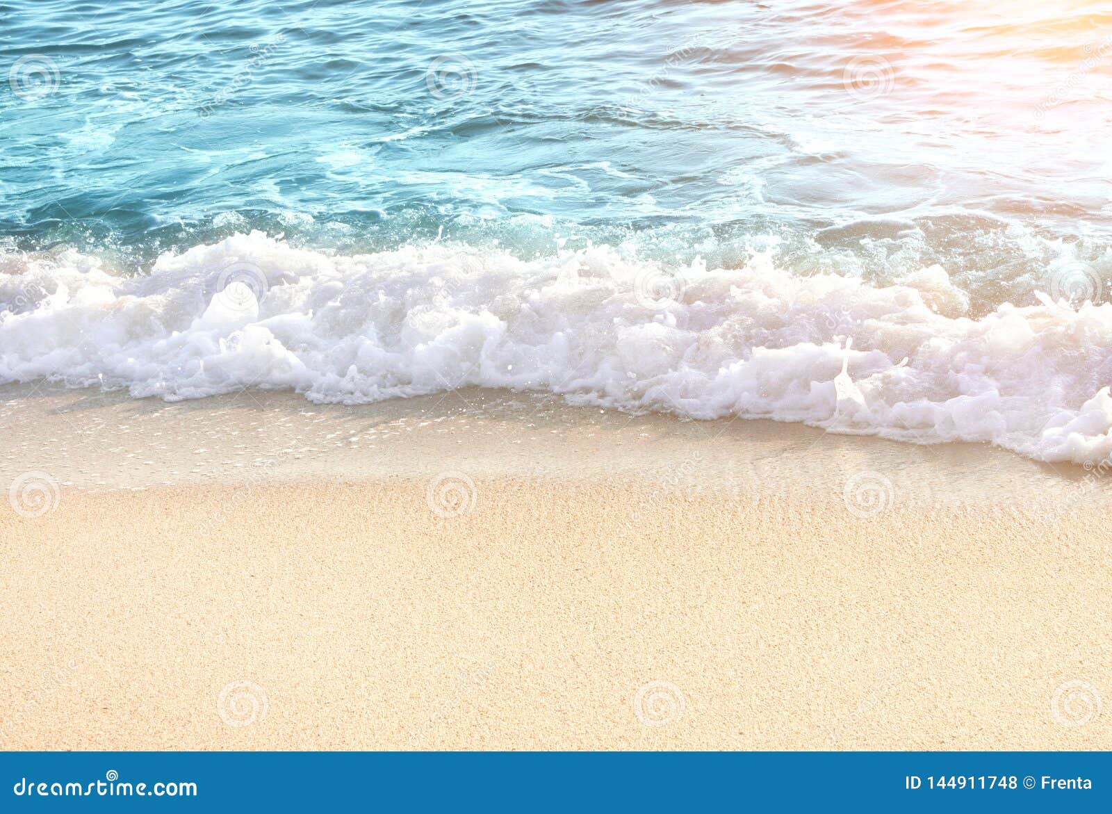 Soft Blue Ocean Wave on Sandy Beach Stock Photo - Image of shore, light ...