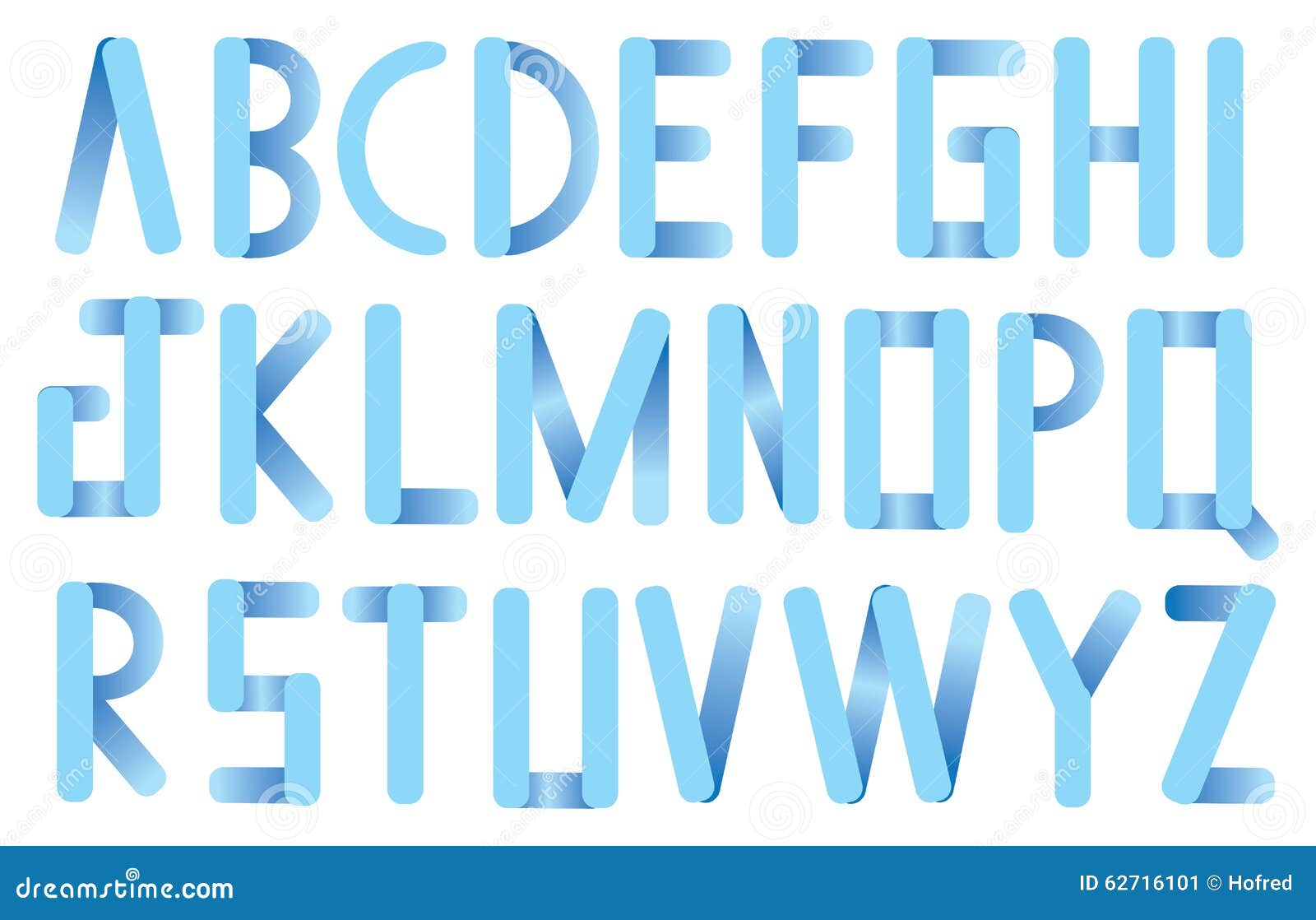 Soft Blue Rounded Corner Strips Vector Font Design Stock Vector ...