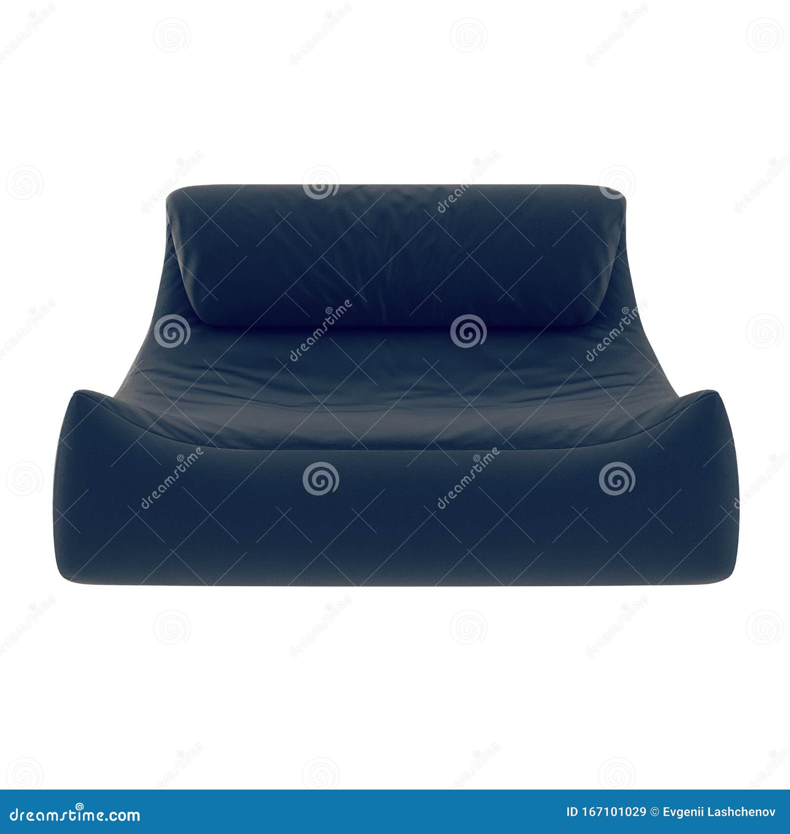 A Soft Blue Sofa an Isolated Background Front View. 3d Rendering Stock ...