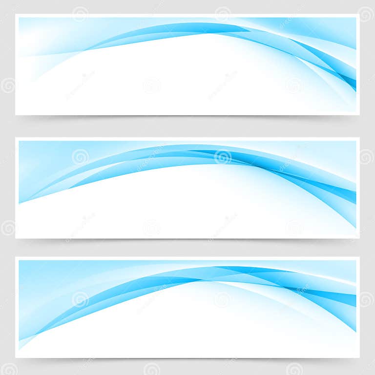 Soft Blue Wave Border Template Header Set Stock Vector - Illustration ...