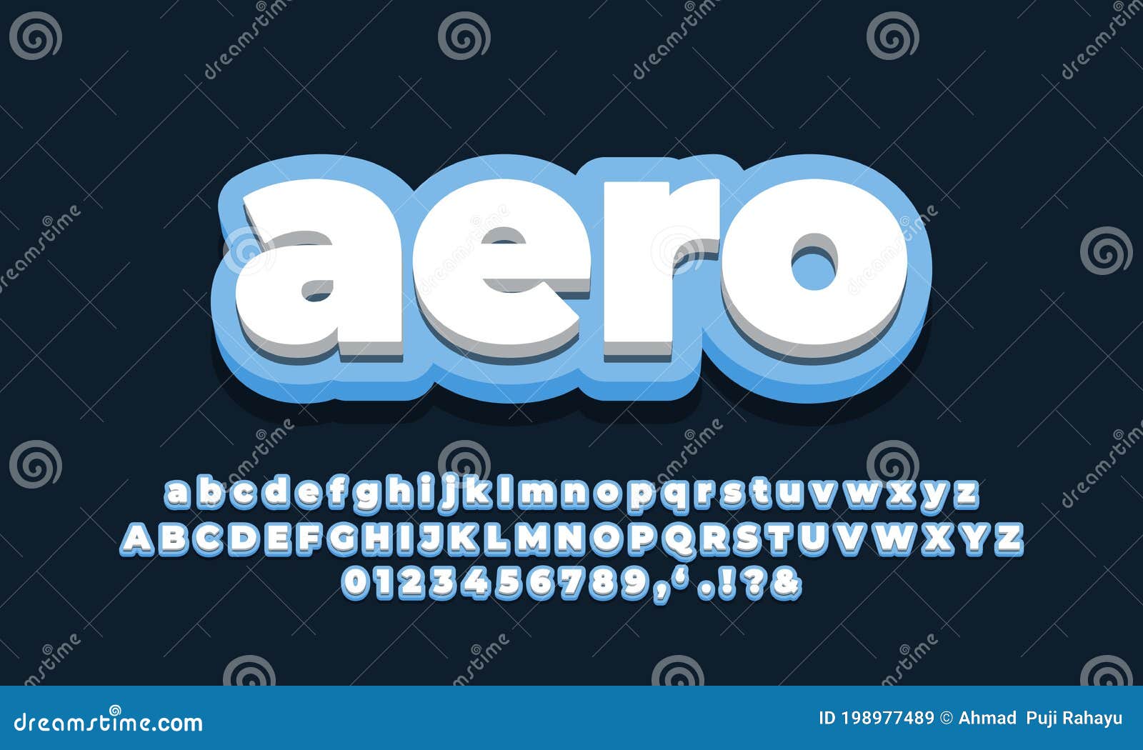 Soft Blue with White Modern 3d Font Effect or Text Styles Design Stock ...