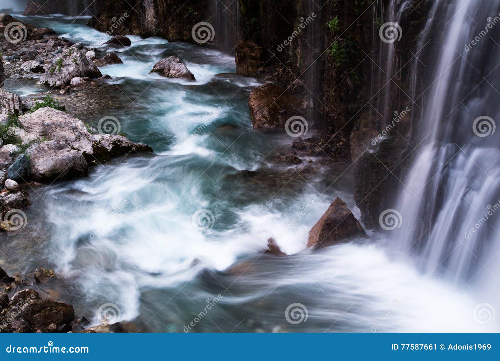 Soft blur of waterfall stock image. Image of green, rocks - 77587661