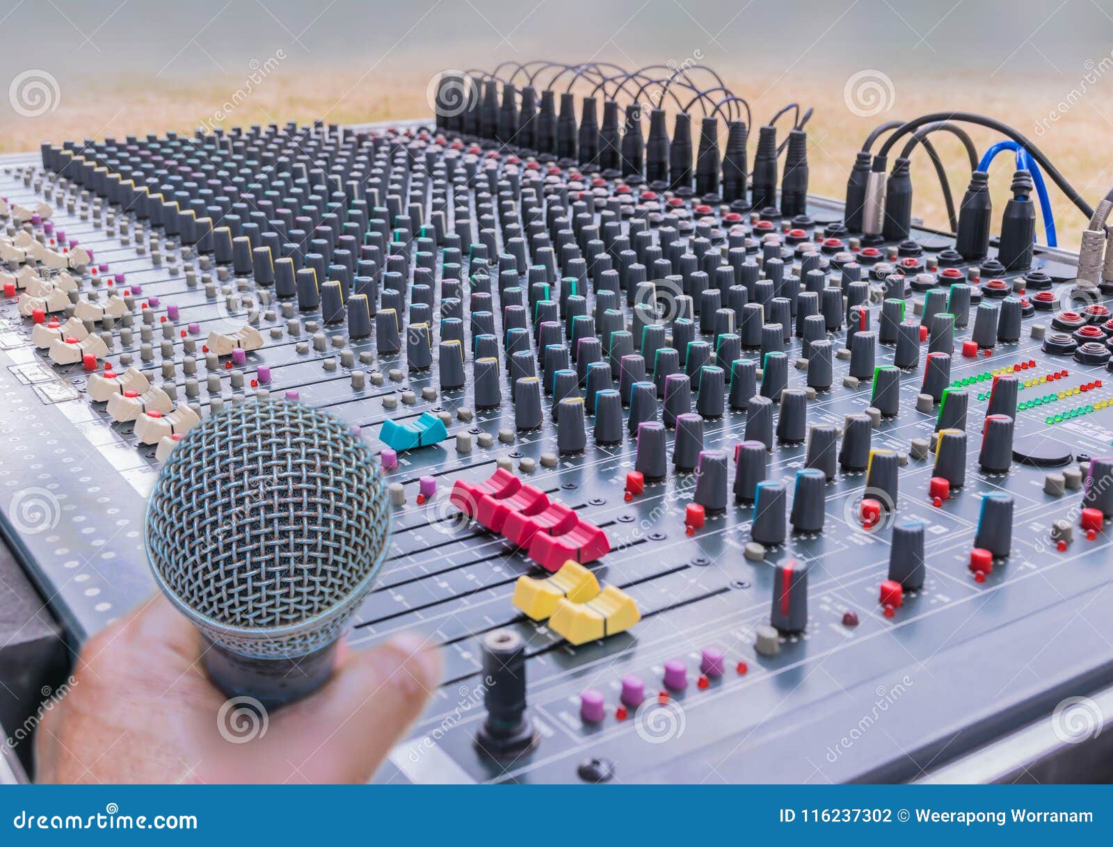 Soft Blurred and Soft Focus of Microphone with Controls of Sound Mixing ...