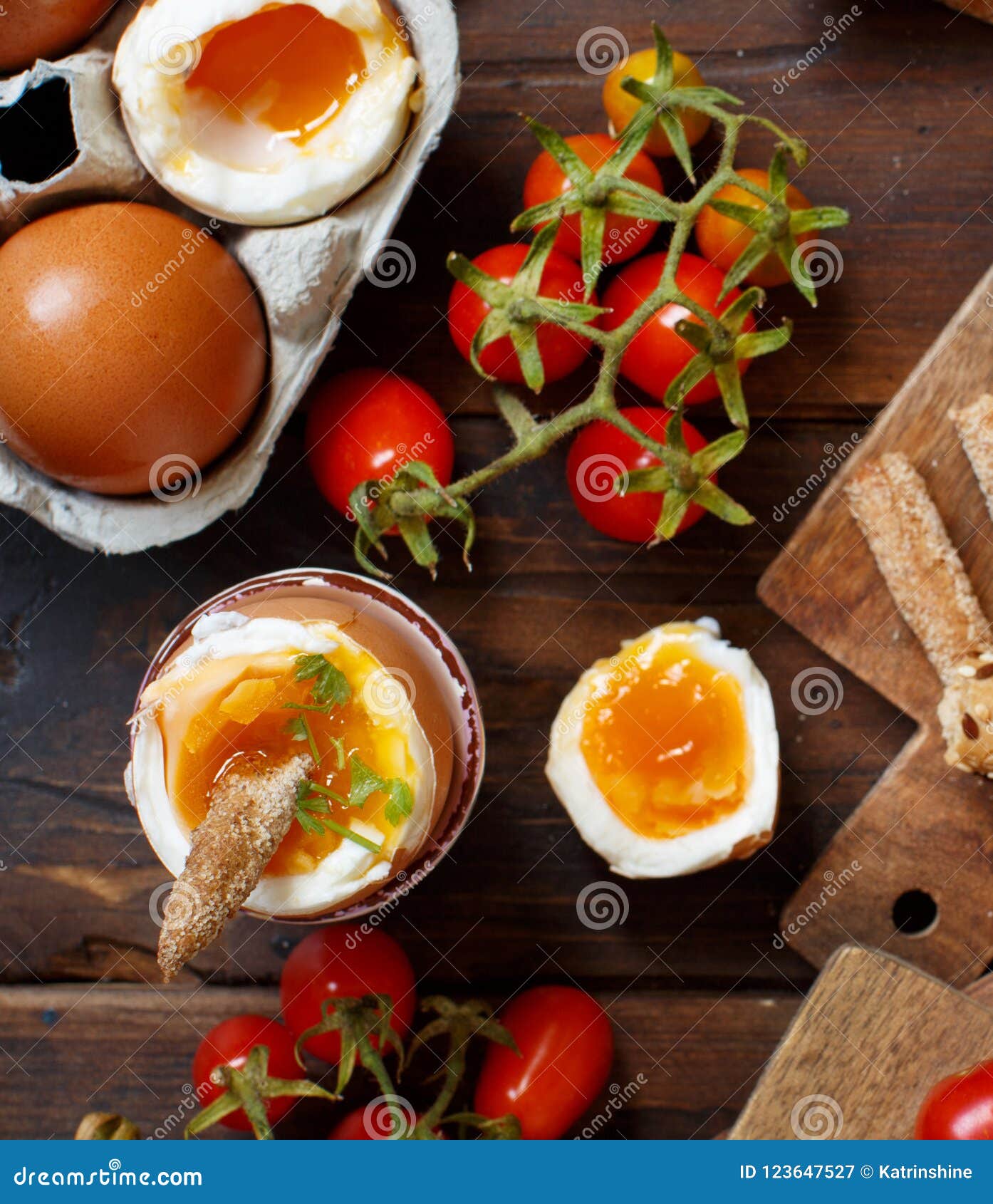 Soft-boiled Egg with Crisp Bread Stock Image - Image of organic, cherry ...