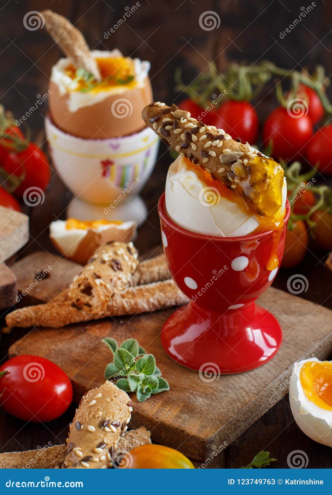 Soft-boiled Egg with Crisp Bread Stock Image - Image of food, cherry ...