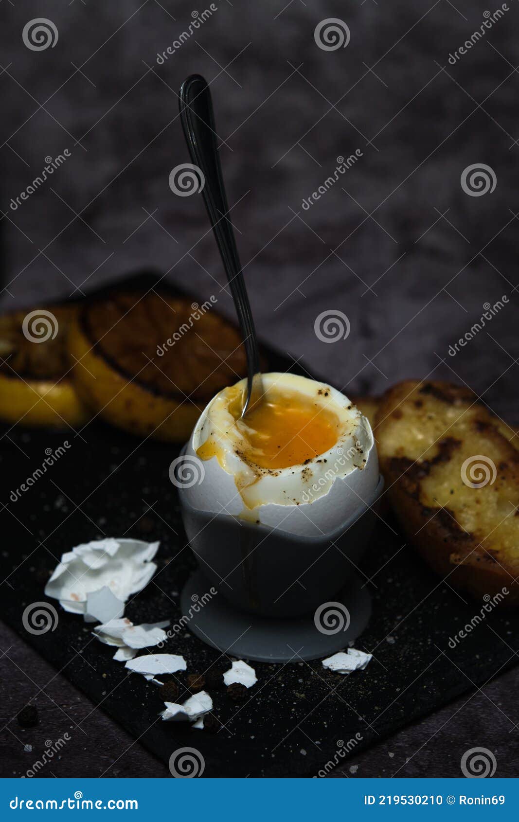 Soft-boiled egg on a stand stock photo. Image of healthy - 219530210