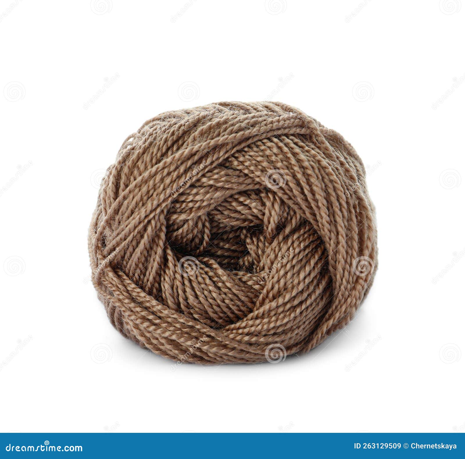 Soft Brown Woolen Yarn Isolated on White Stock Image - Image of knit ...
