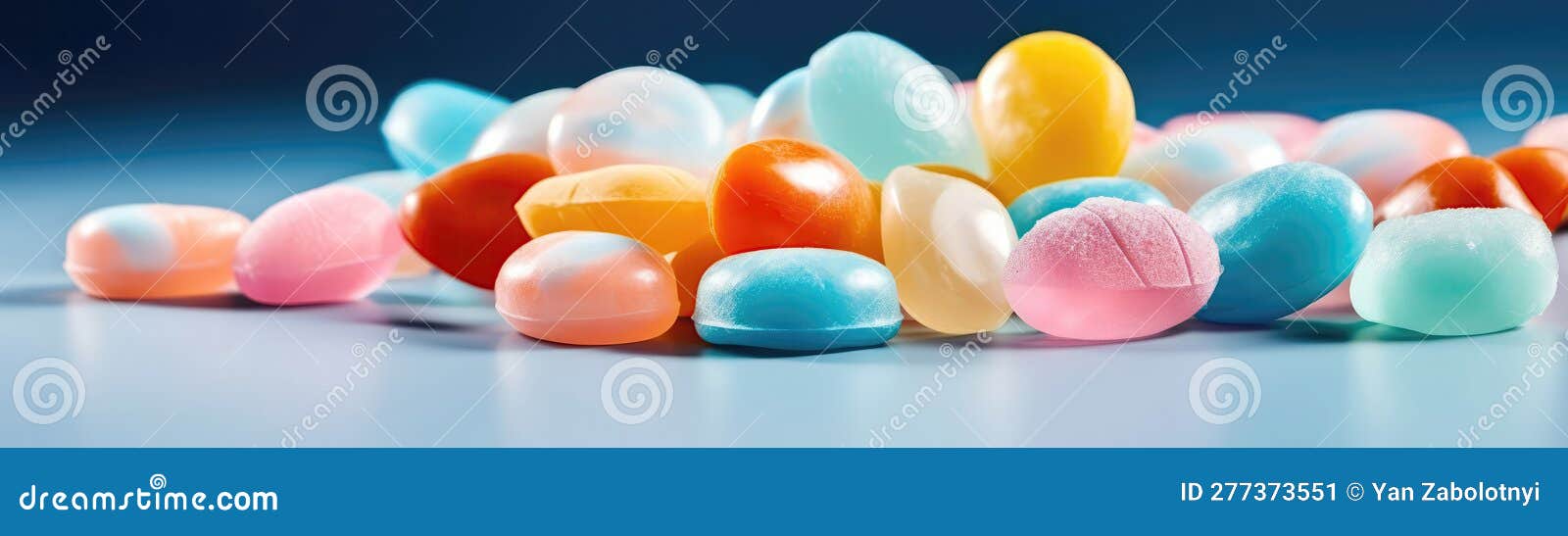 Soft Candies on a Gradient White Blue Background. Generative AI Stock ...