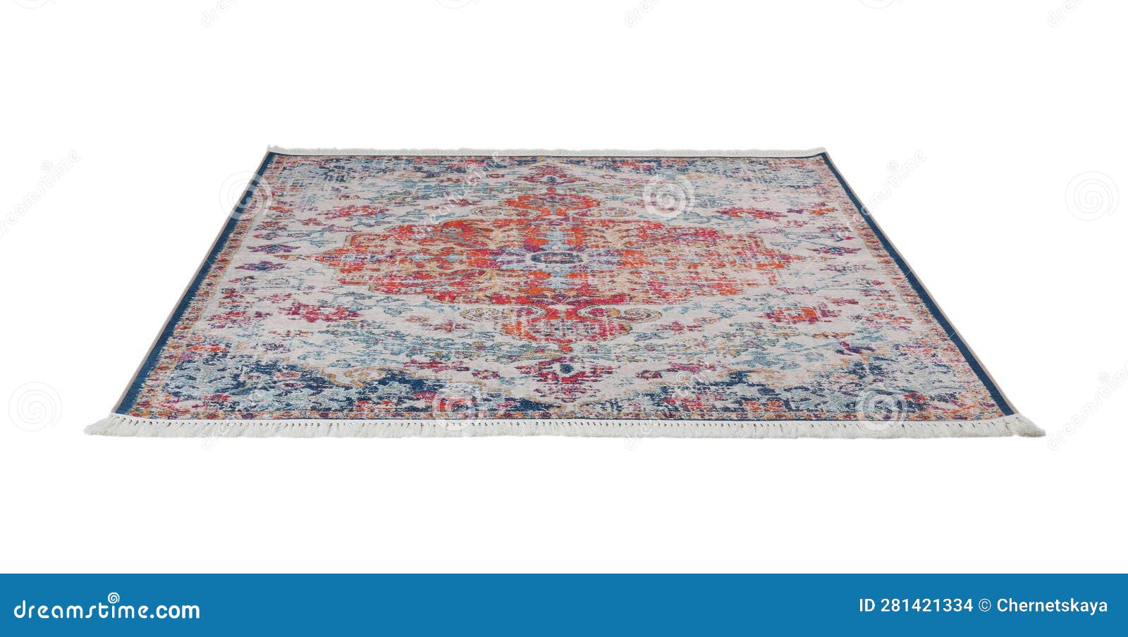 Soft Carpet with Beautiful Pattern Isolated on White Stock Photo ...