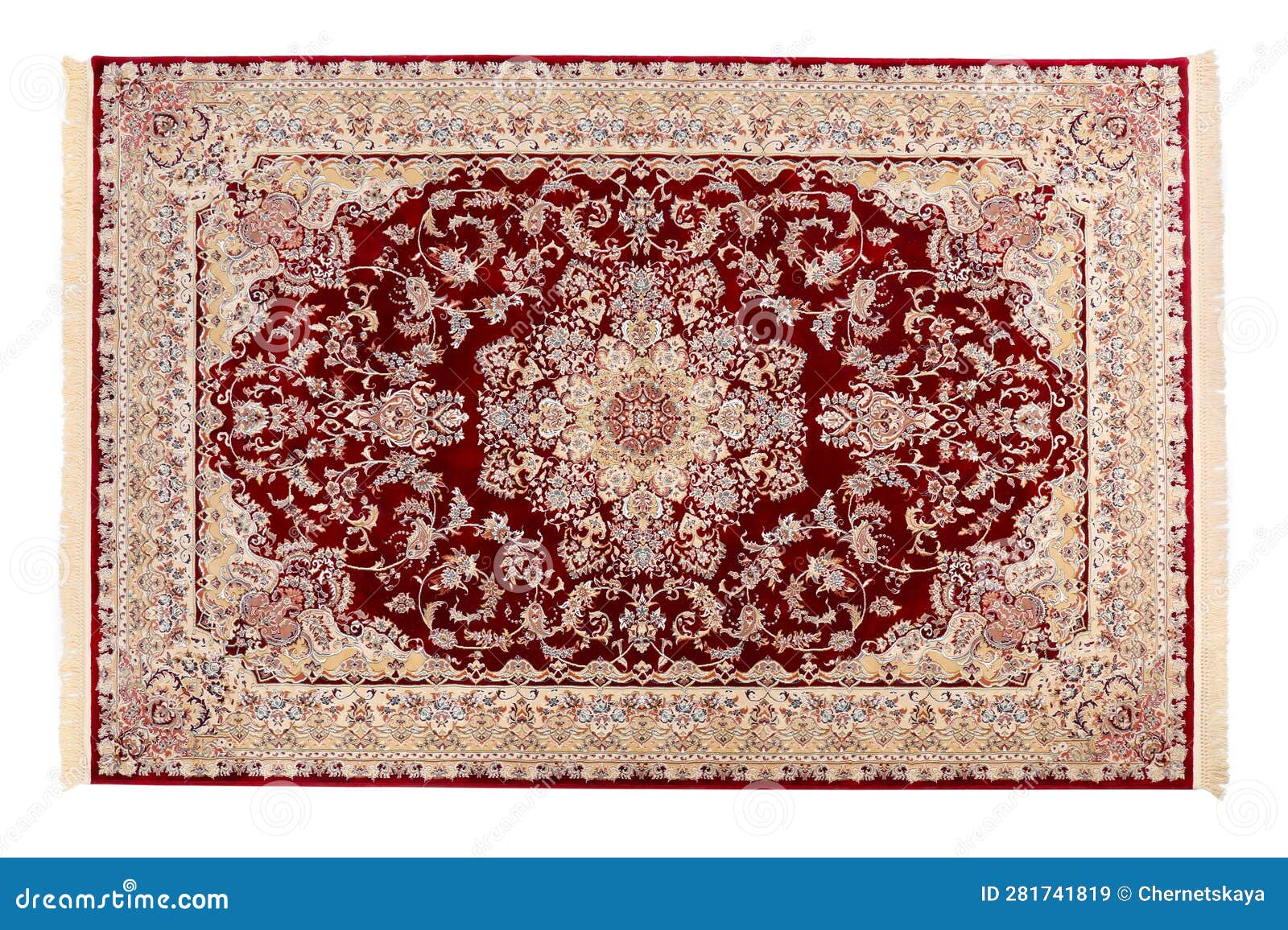 Soft Carpet with Beautiful Pattern on White, Above View Stock Image ...