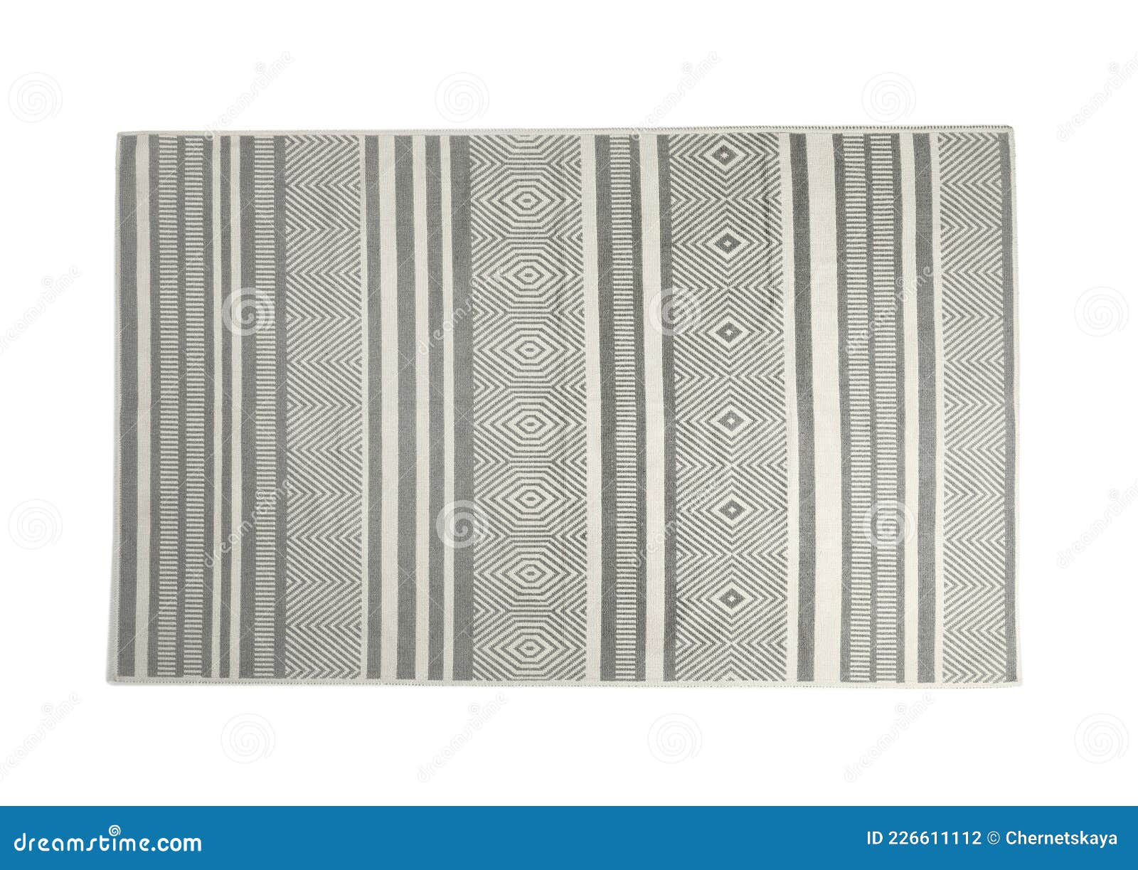Soft Carpet with Geometric Pattern Isolated on White, Top View Stock ...