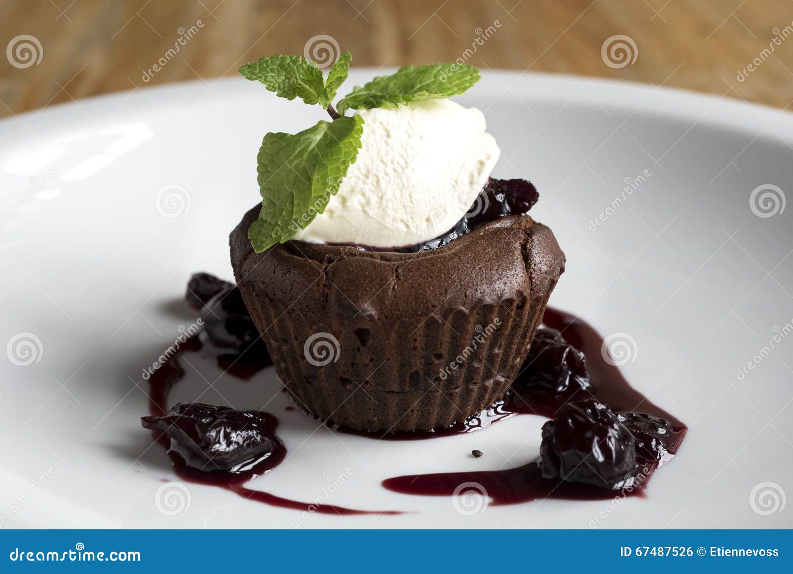 Soft Centered Chocolate Molten Pudding. Stock Photo - Image of soft ...