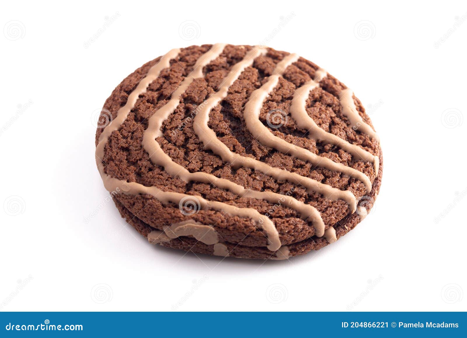 Soft Chocolate Fudge Cookie with Swirl Icing on a White Background ...