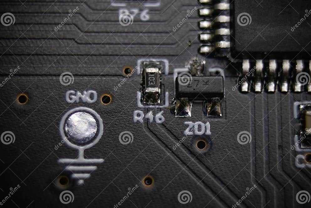 Soft Close Up for Ground Test Point Next To Microcontroller Stock Photo ...