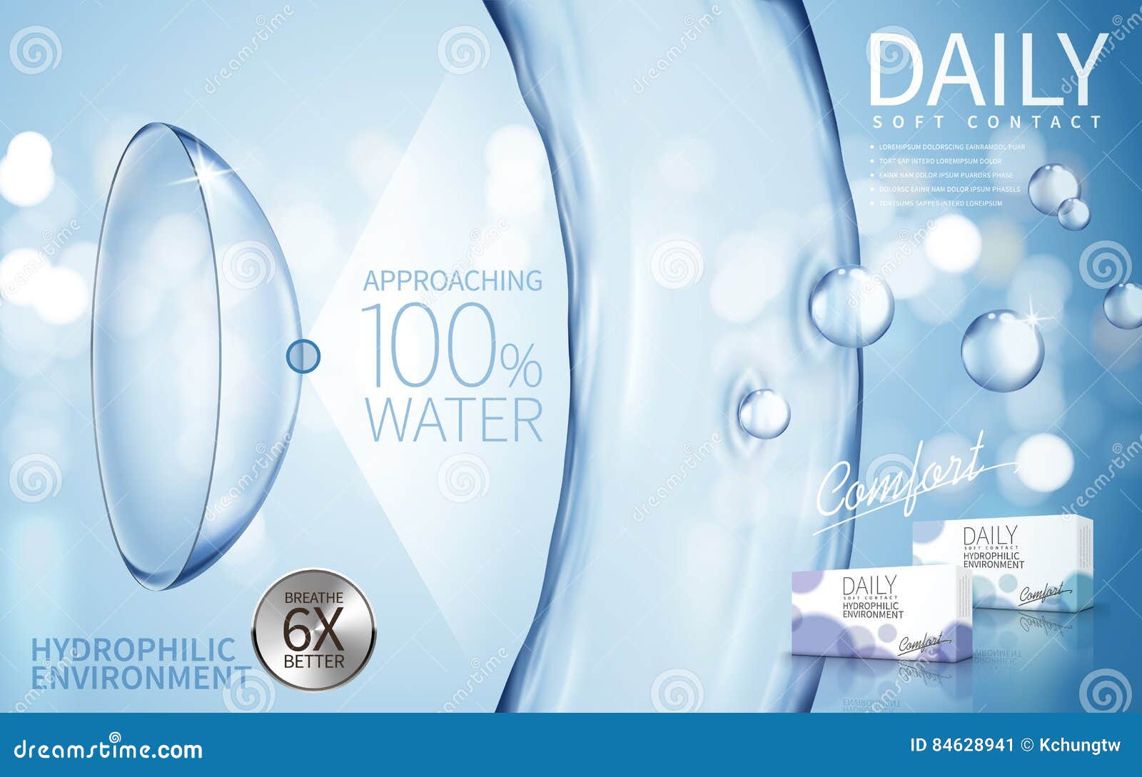 Soft contact lenses ad stock vector. Illustration of eyes - 84628941