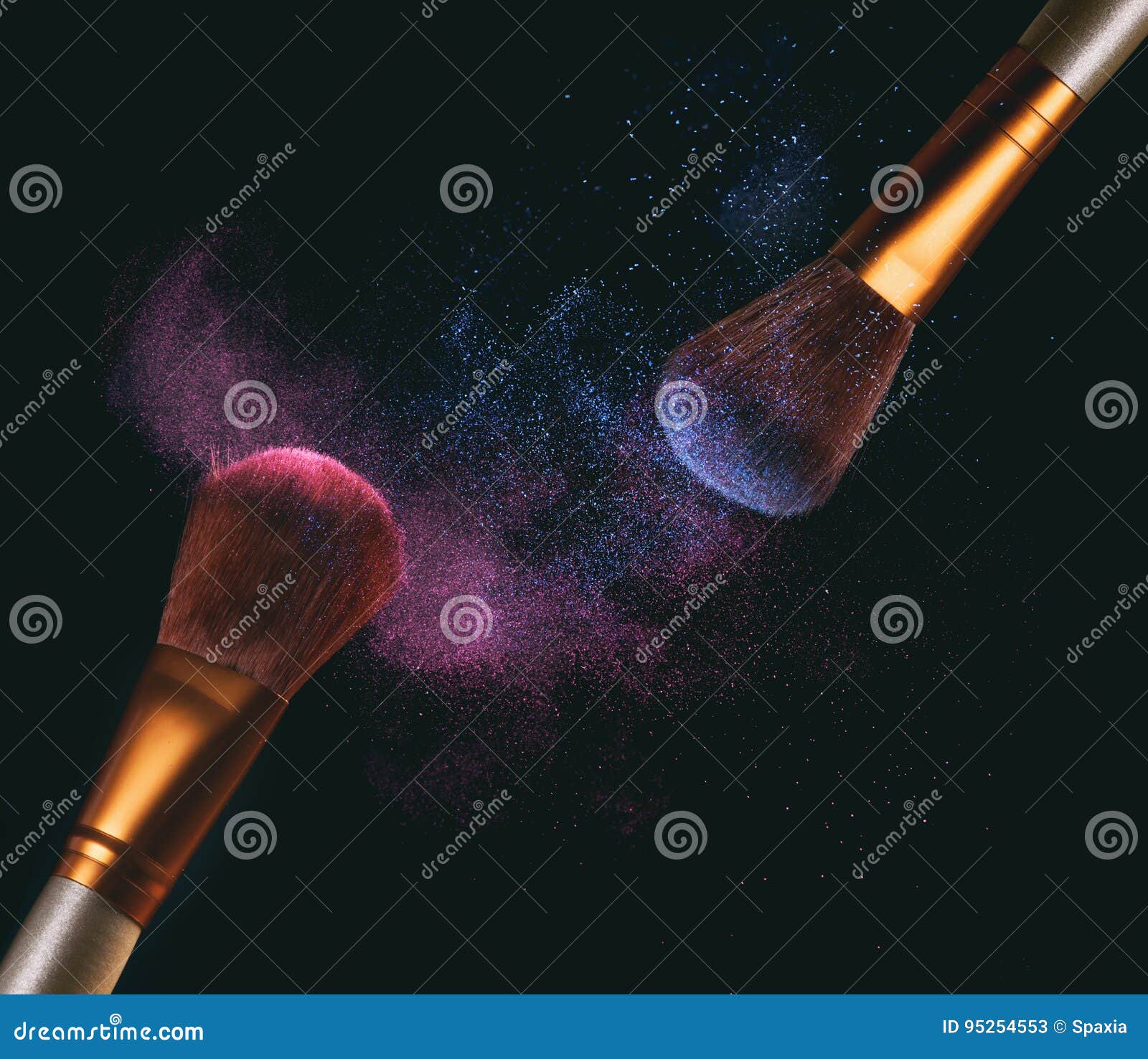 Soft Cosmetics Brushes and Face Powder Stock Image - Image of particles ...