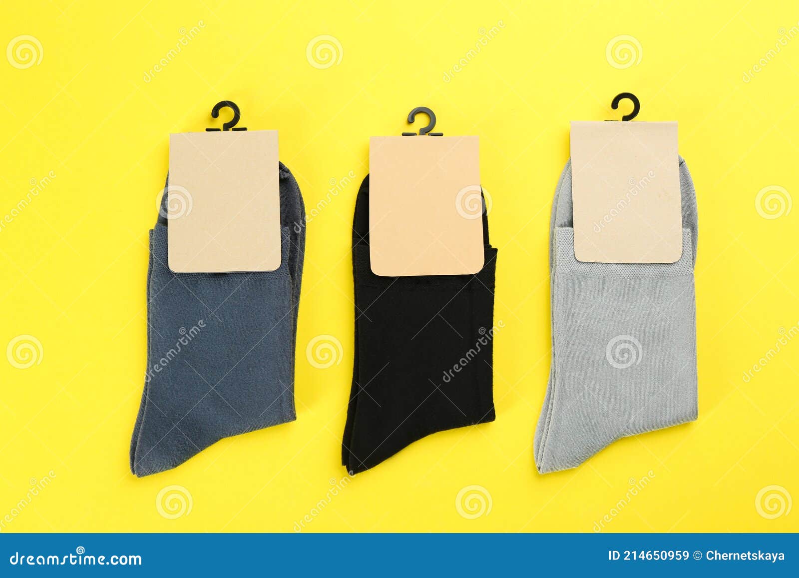 Soft Cotton Socks on Yellow Background, Flat Lay Stock Image - Image of ...