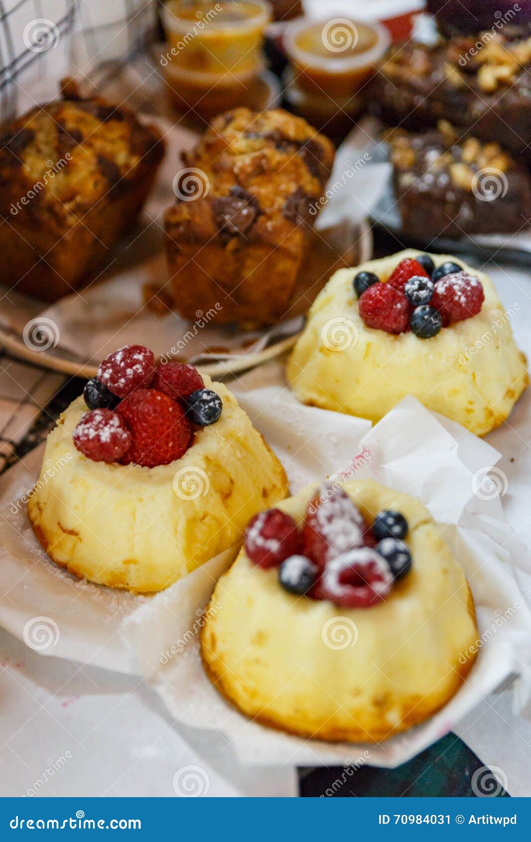 Soft Cup Cake Topping with Fresh Mix Berries Stock Image - Image of ...