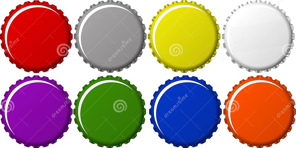 Soft Drink Bottle Caps Collection Stock Illustration - Illustration of ...
